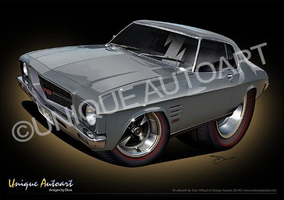 HQ GTS Monaro | Holden Cartoon Drawings | Car Prints by Unique Autoart