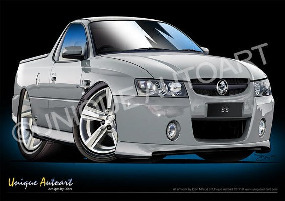 Holden Ute Art Prints | VZ SS UTE | Cartoon Cars from Unique Autoart